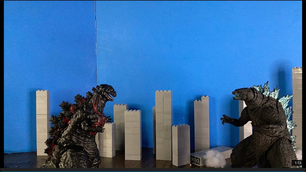 Godzilla vs shin Godzilla stop motion battle - YouTube