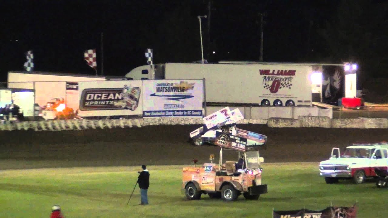 KWS 410 A-Main Action at Ocean Speedway in Watsonville, CA on 8/5/11 ...