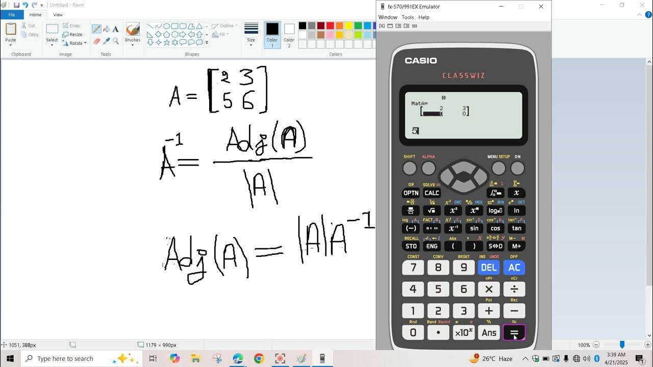 Matrix problem solving with calculator part-2 (adjoint of matrix) - YouTube