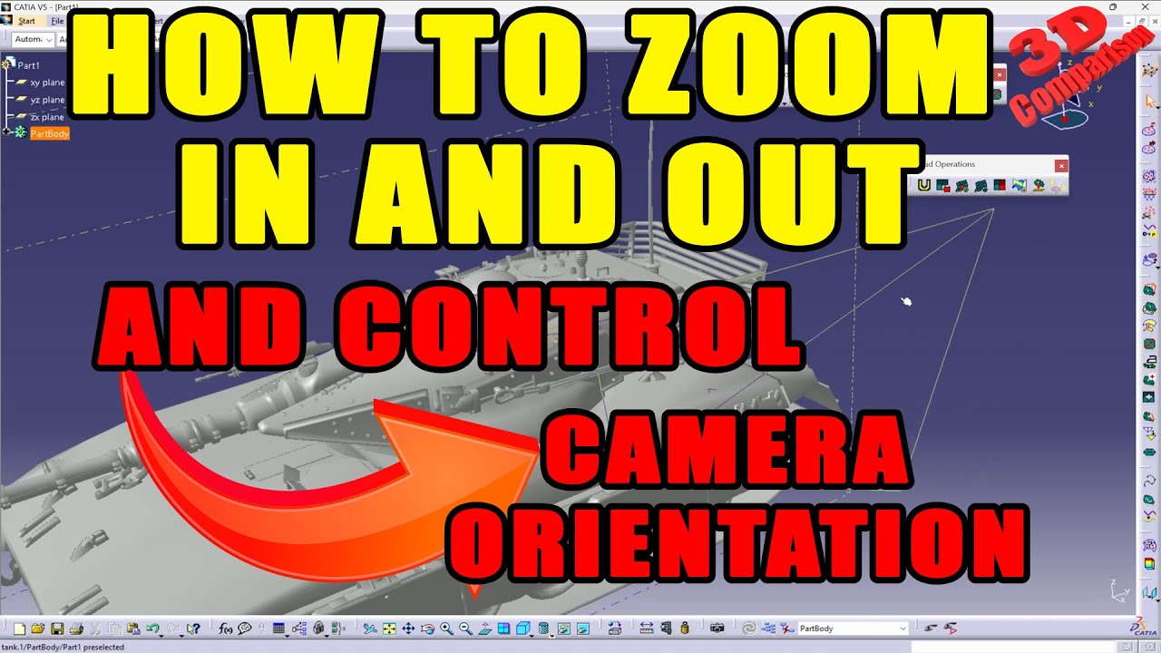 How to Zoom in and out adjust camera position in CATIA V5 - YouTube