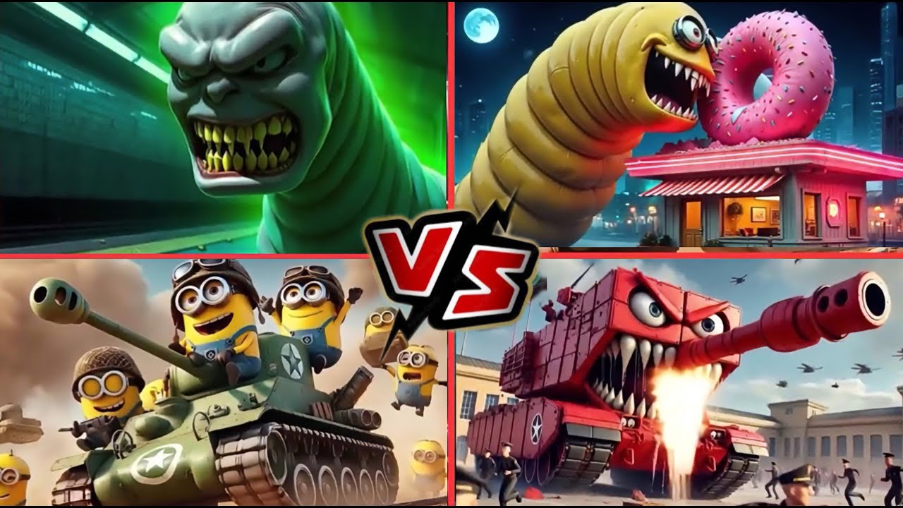 THOMAS TRAIN EATER 🆚 CYBERWORM Minion 🆚 MINION TANK 🆚 McQueen Tank ...