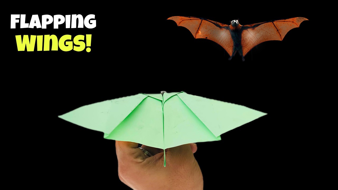 How to Make Paper Plane Bat (FLAPPING), Halloween paper bat airplane ...