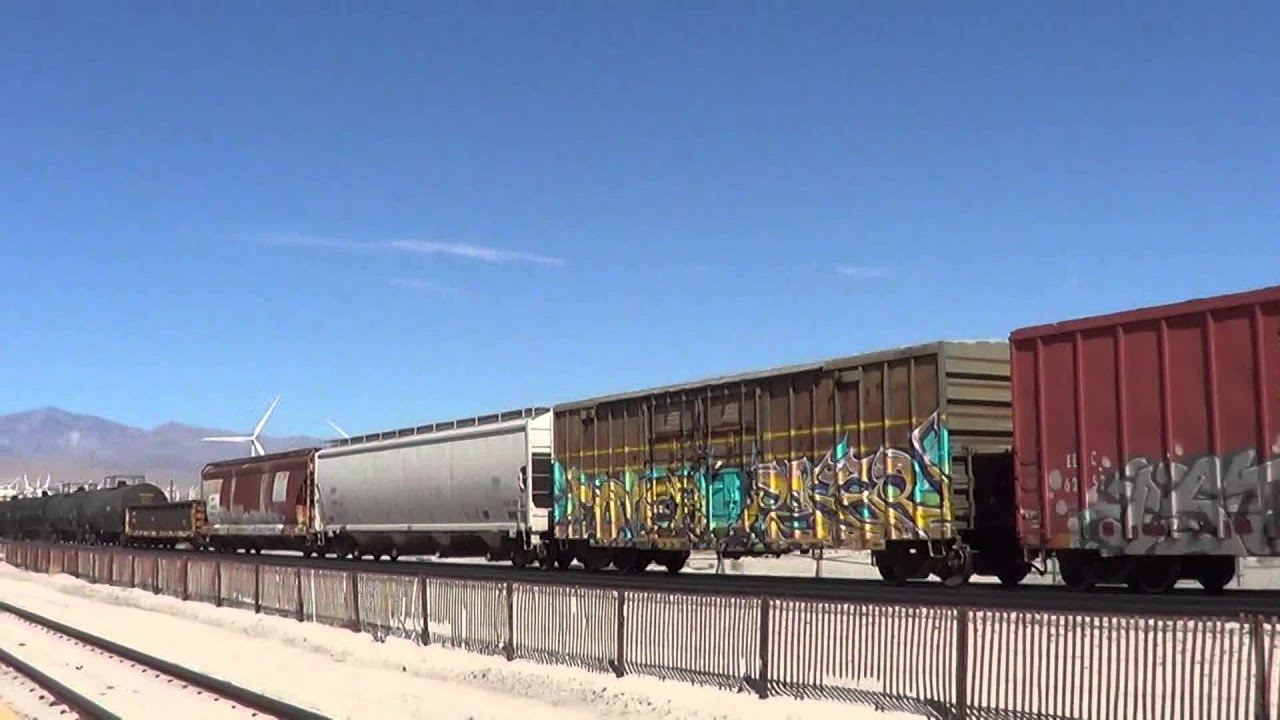 Union Pacific Mixed Freight Train at Palm Springs Amtrak Station - YouTube