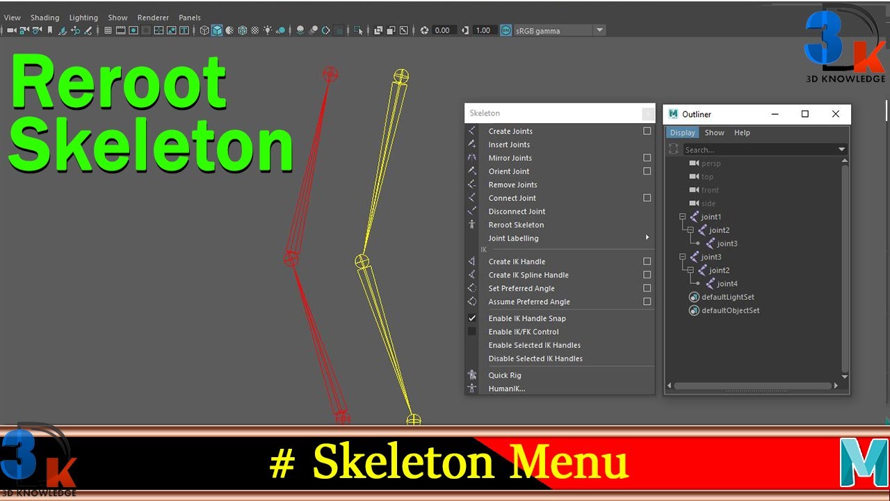 Reroot Skeleton In Maya | How To Use Reroot Skeleton Command - YouTube