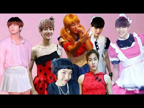BTS members in girls dress tiktok compilation - YouTube