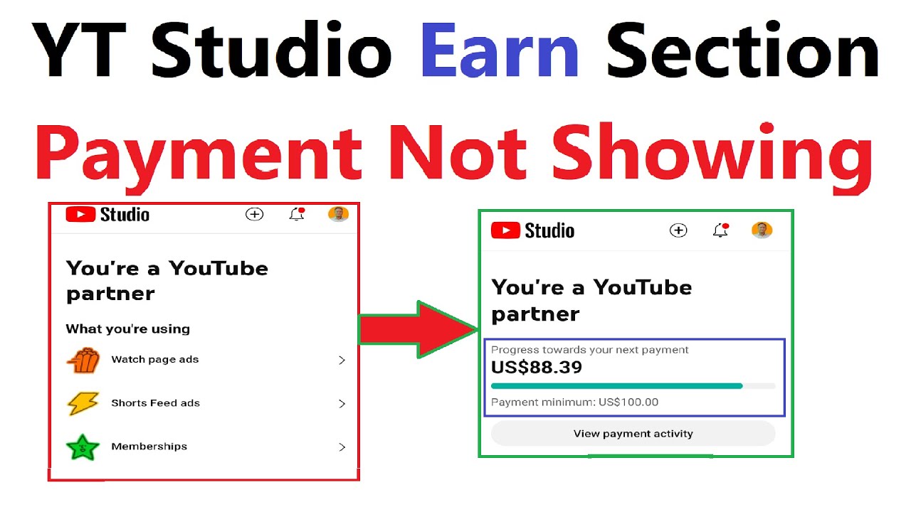 YouTube Studio Earn Section Payment not Showing | YT Studio Payment Not ...