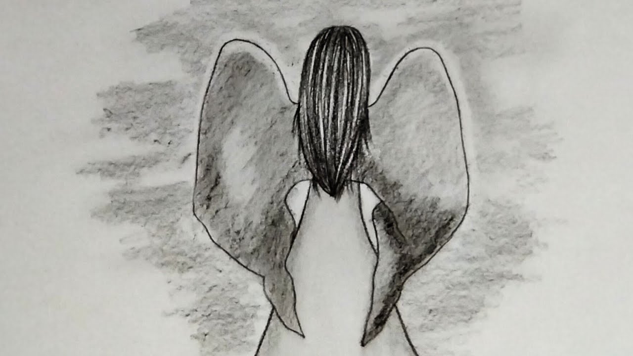 Sad Angel Anime Drawings In Pencil