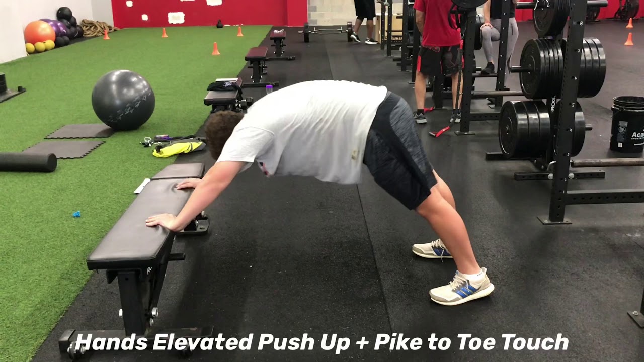 Hands Elevated Push Up + Pike to toe touch - YouTube
