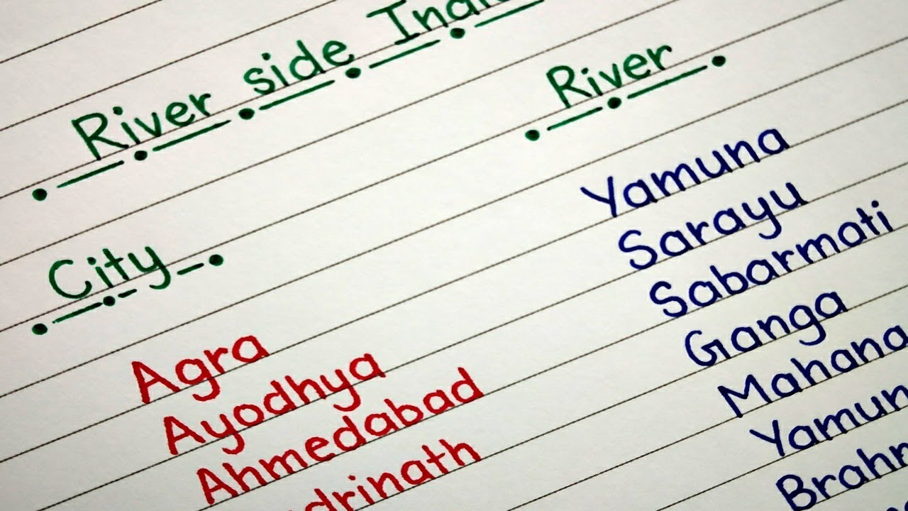 River side Indian cities | City and River | Print handwriting | Pearl ...