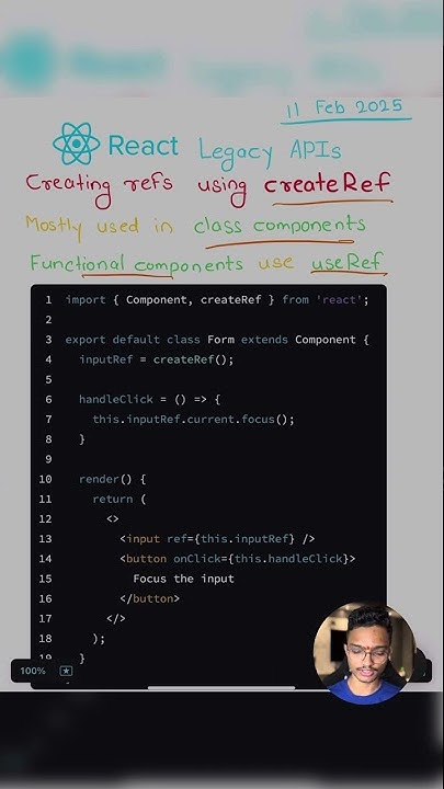 ReactJS Legacy APIs: Creating refs using createRef - YouTube