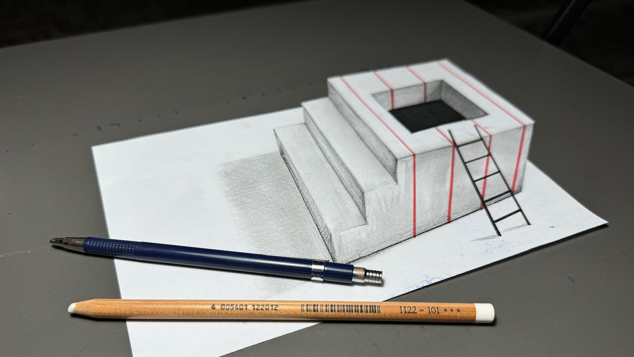 easy 3d drawing on paper for beginner - YouTube