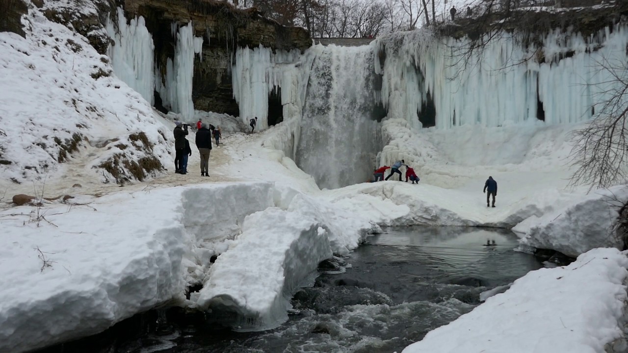 Frozen Minnehaha Falls Minneapolis Minnesota Winter 2017 - YouTube