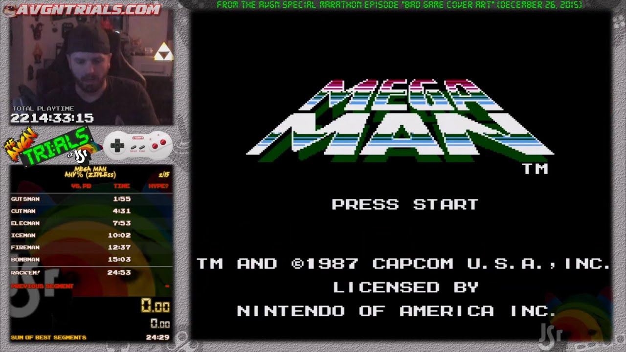 #182: Mega Man Zipless Speedrun in 24:34! | The AVGN Trials of JSR ...