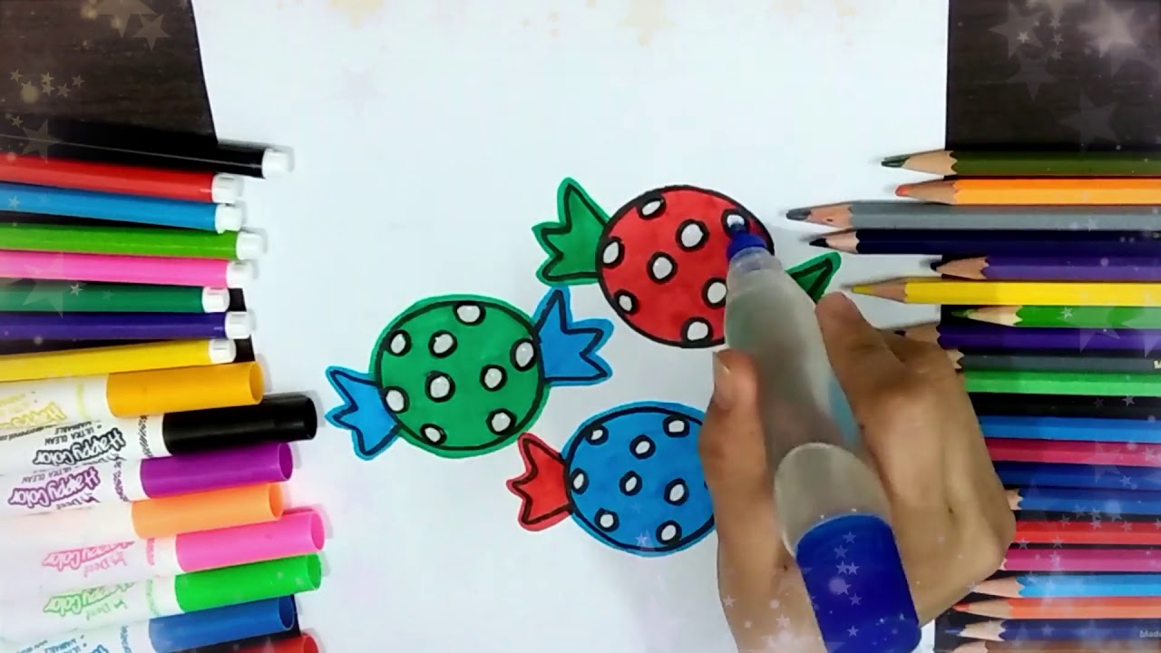 How To Draw Sweet Candies And Fill Color With CITV - YouTube