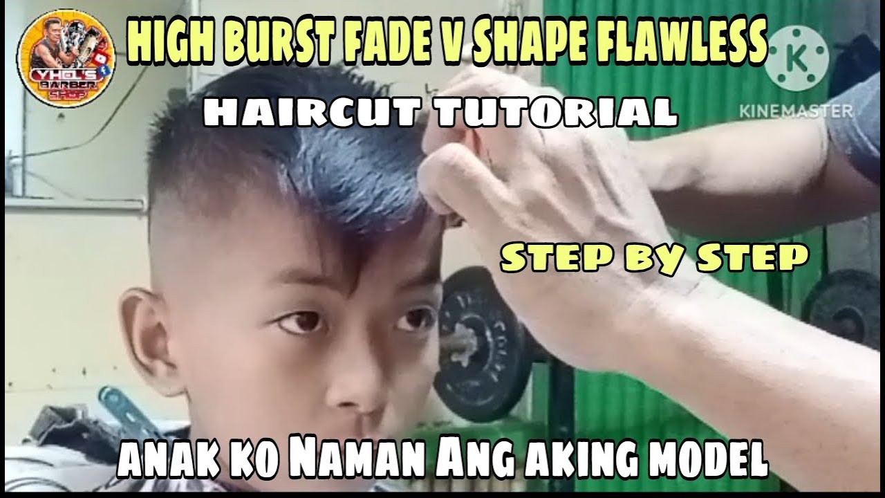 High burst fade v shape flawless haircut tutorial step by step - YouTube