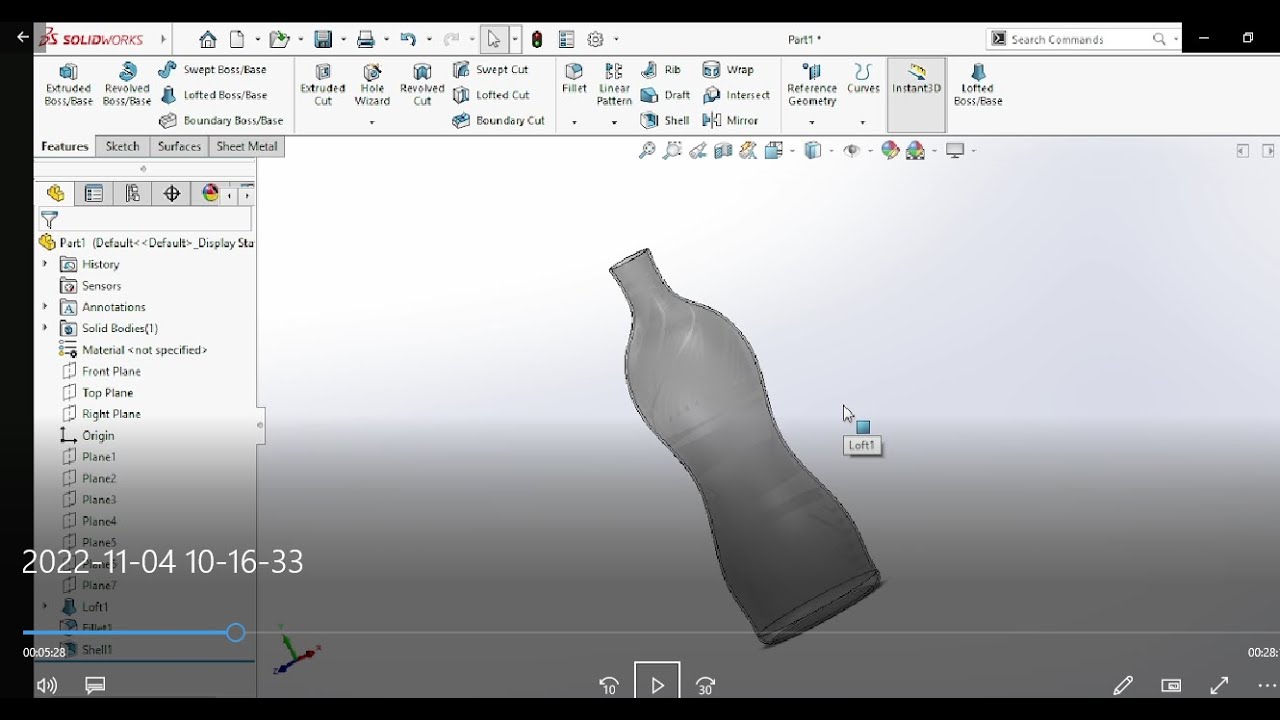 Solid Works Lofted Boss Base Complete Tutorial Youtube