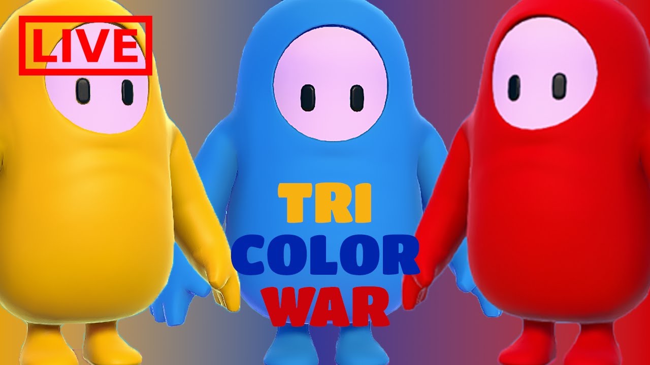TRIPLE TROUBLE: TRI COLOR WAR (YELLOW vs BLUE vs RED) - YouTube
