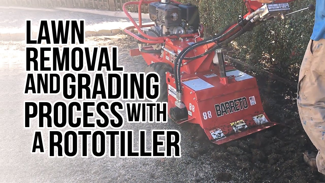 Lawn Removal And Grading In Process With A Rototiller - YouTube