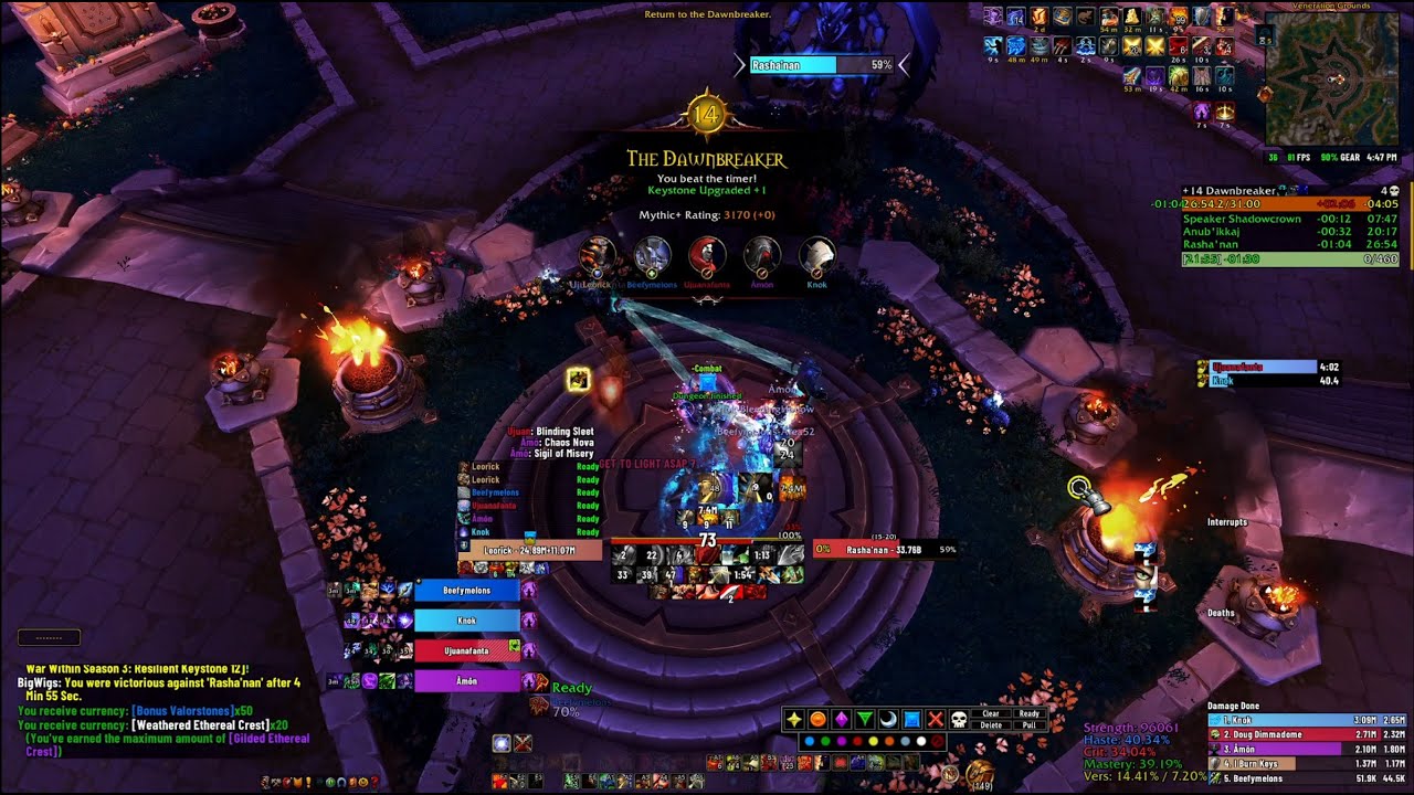WoW TWW Prot Warrior Season 3 M+ | 14 Dawnbreaker - YouTube