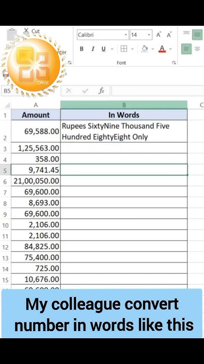 Convert The Number In Words Shorts Excel Exceltips Exceltutorial Msexcel Exceltrick Youtube