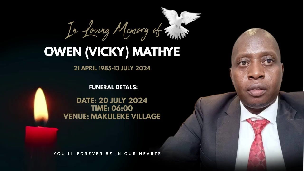 FUNERAL SERVICE OF OWEN (VICKY) MATHYE - YouTube