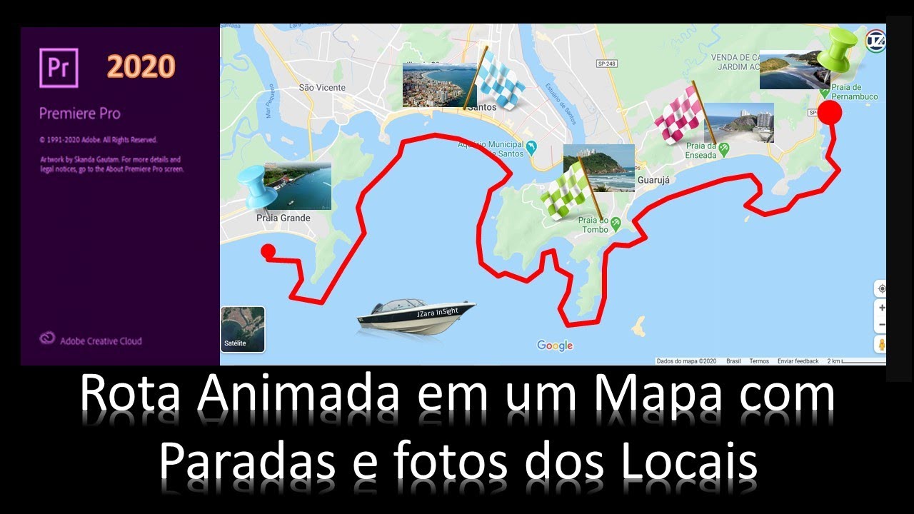 Como fazer uma rota animada em um mapa com paradas e fotos do local no ...