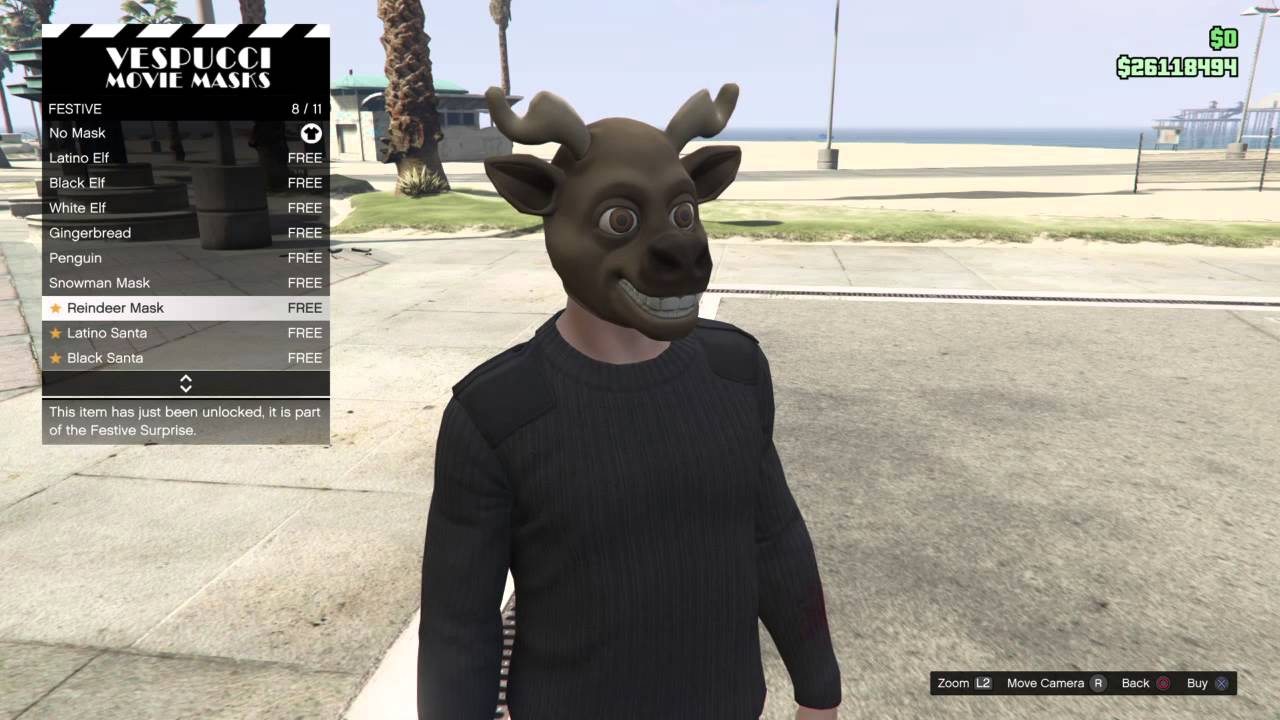 Grand Theft Auto V Festive Suprise masks - YouTube