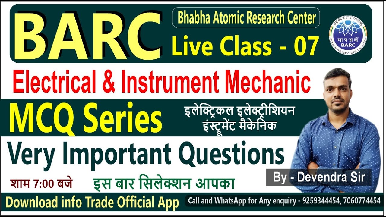 BARC Eectrical Electrician & Instrument Mechanic MCQ Live Class --7 By ...