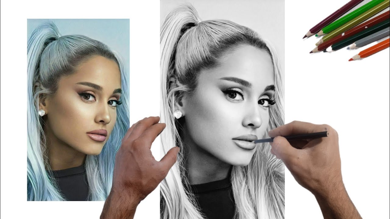 how to draw Ariana Grande sketch step by step part 1 very attractive ...