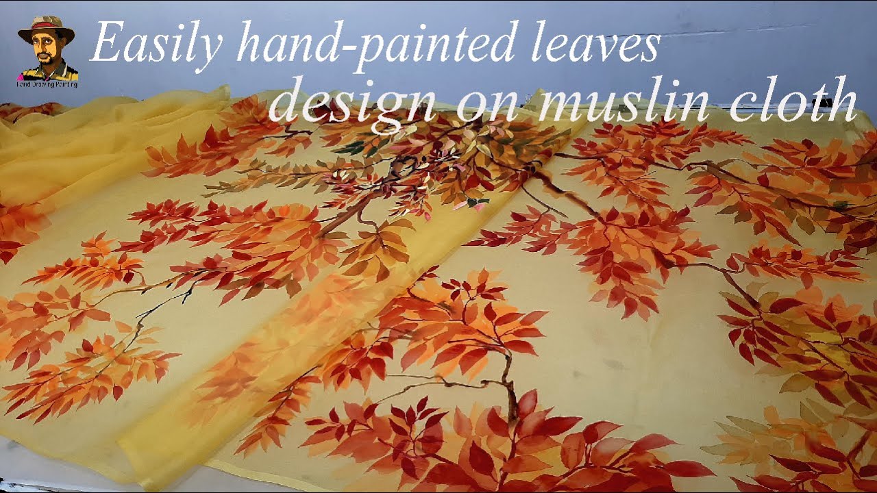 Hand-painted leaves design on muslin cloth || Easily hand-painted ...