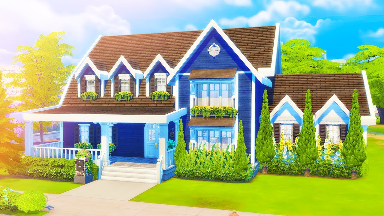 CAPE COD FAMILY HOME // The Sims 4: Speed Build - YouTube