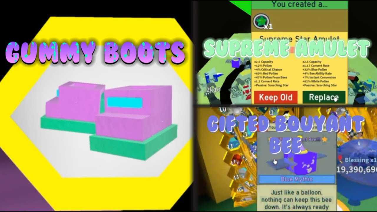 Obtaining Gummy Boots and Supreme Amulet! | Bee Swarm Simulator ...