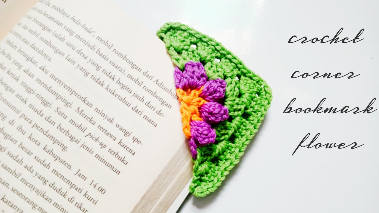 how to crochet flower corner bookmark | crochet bookmark tutorial - YouTube