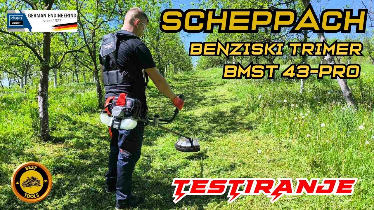SCHEPPACH BMST 43-Pro BENZISKI TRIMER RECENZIJA TEST 4K - YouTube