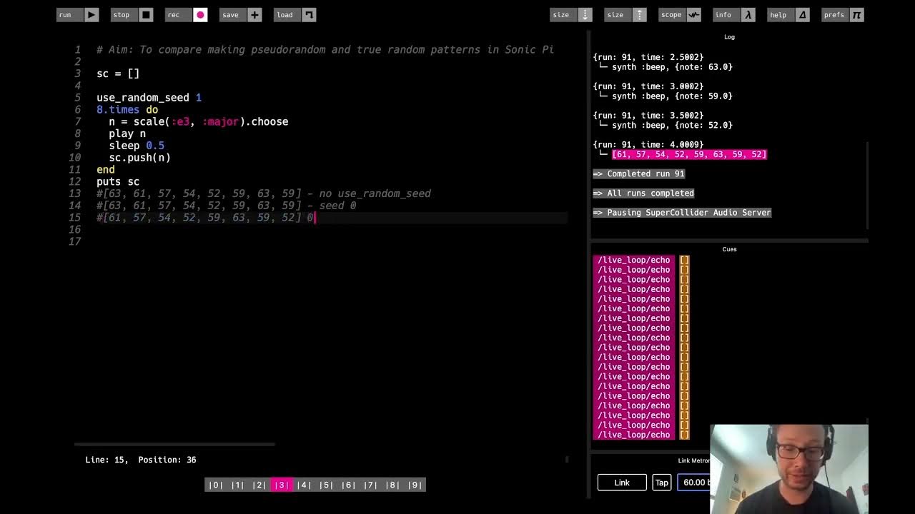 Sonic Pi Tutorial - Pseudo-Random vs True Random - YouTube
