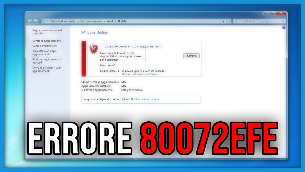 Come fixare l'errore 80072EFE di Windows Update su Windows 7! - YouTube
