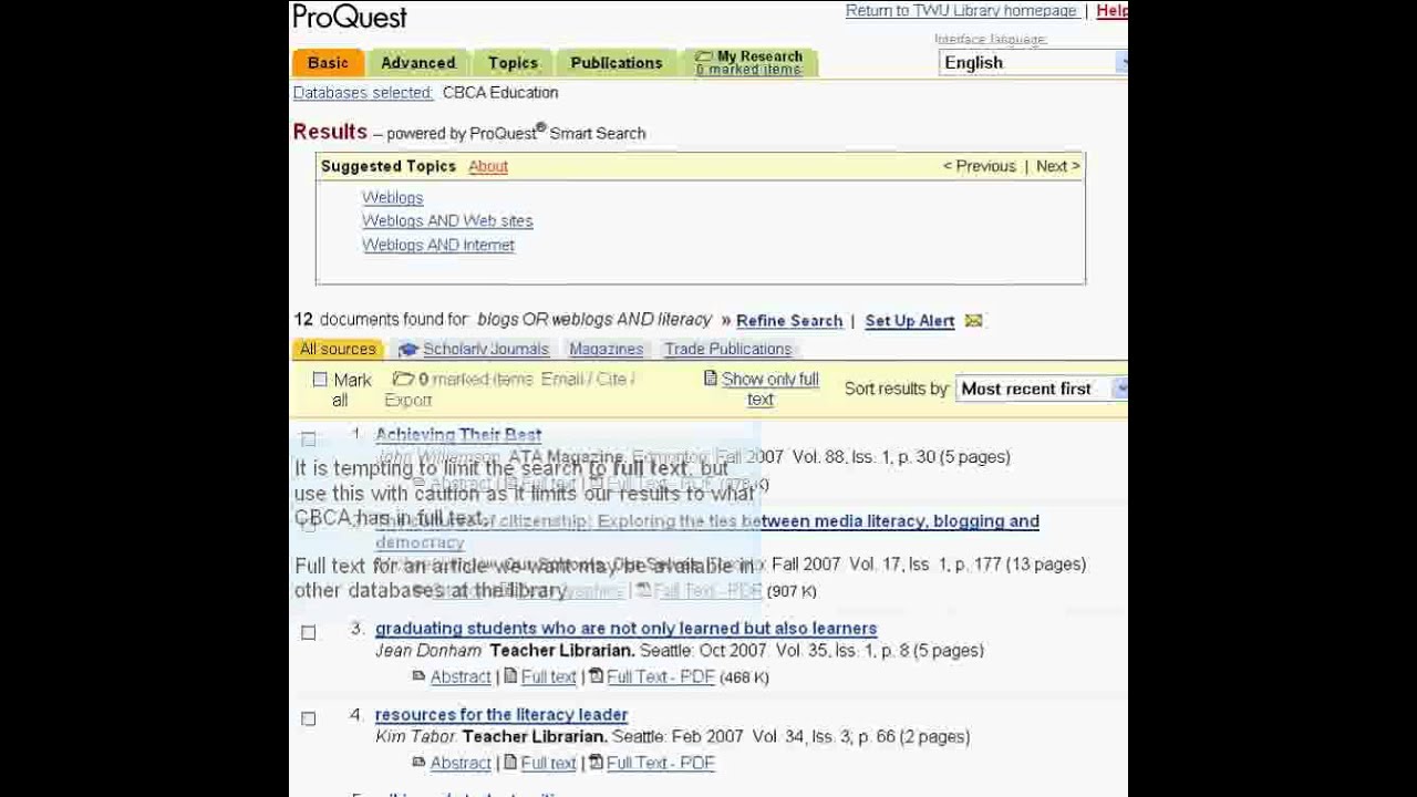 Basic Search Tutorial -- Proquest CBCA Education - YouTube