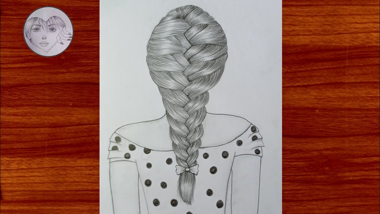 how to draw braid's easy || draw girl hair || sketch of a girl - YouTube