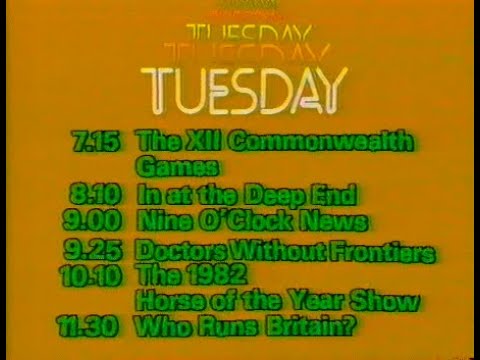 Tuesday 5th October 1982 BBC1 - Nationwide - Commonwealth Games - Horse ...
