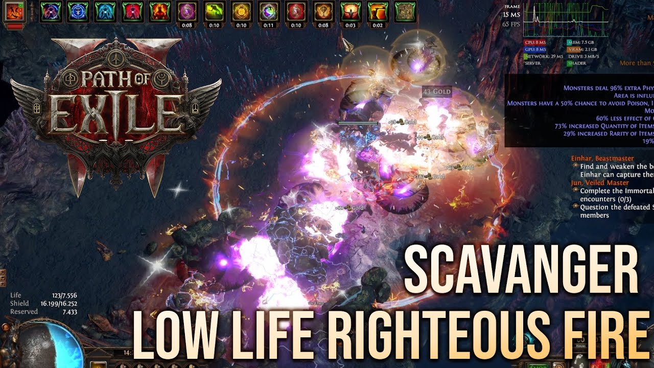 Scavenger Low life Righteous fire - Path of exile 1 Legacy of Phrecia ...