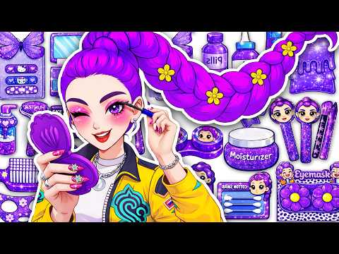 Paper DIY💖Rumi Hair Care + Makeup + Colorful Fashion Glow Up ASMR 💄HUNTRIX Paper Blind Bag Tana Cube