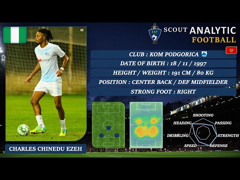 CHARLES CHINEDU EZEH ( 2023 - 2024 ) (CENTER BACK / DEFENSIVE MIDFIELDER - KOM PODGORICA MONTENEGRO)