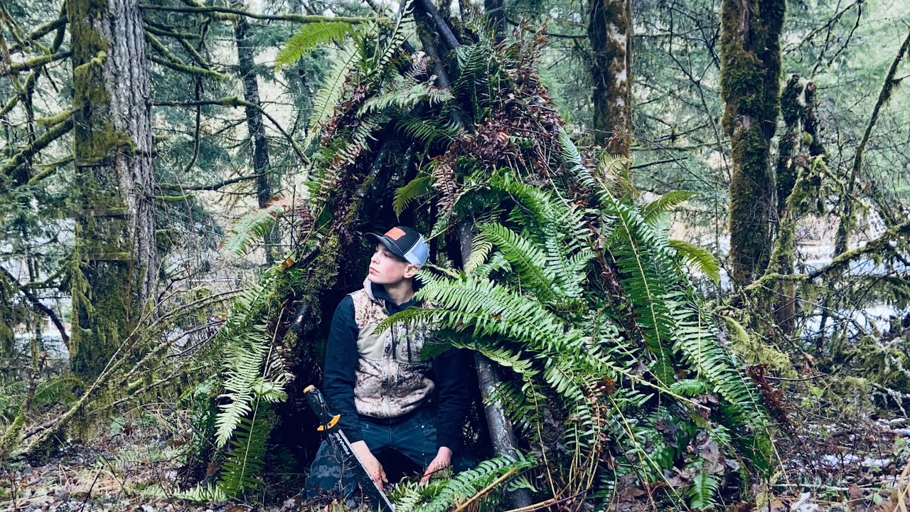 Building natural bushcraft shelter - tipi cabin - all in the outdoors ...