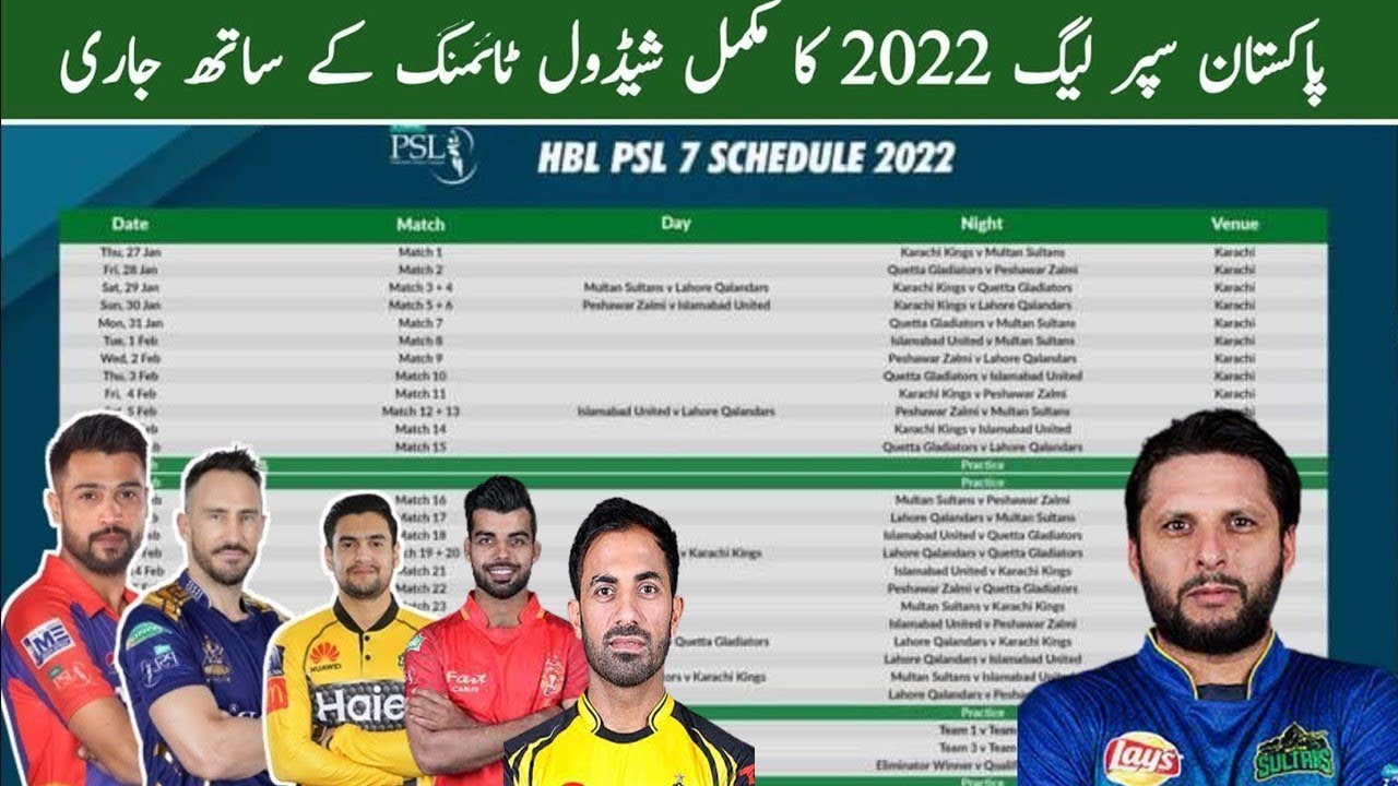 HBL PSL 7 Schedule 2022 with Timing | Pakistan Super League 2022 Full ...