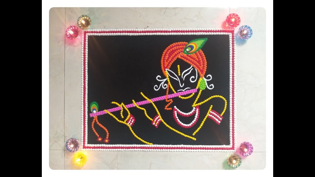 Krishna face rangoli | Poster rangoli for Janmashtami | Diwali special ...