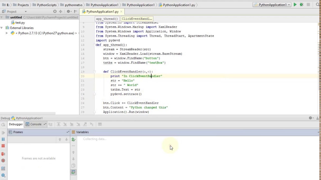 Debugging Python.NET using pydevd and PyCharm - YouTube