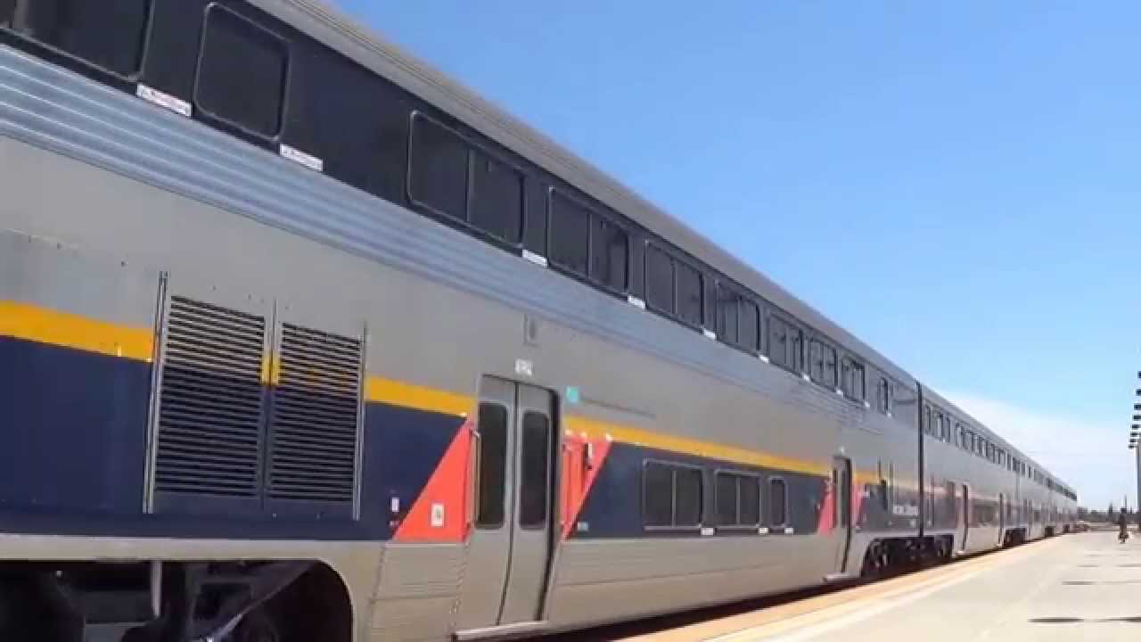 Amtrak train is arriving into Modesto Amtrak Station CA - YouTube