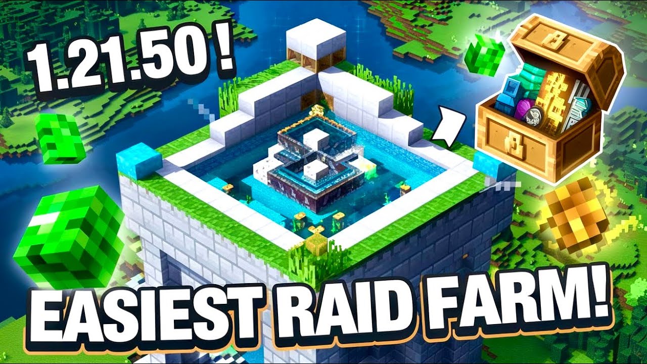Minecraft EASY Raid Farm in Bedrock 1.21.50 | MCPE - YouTube