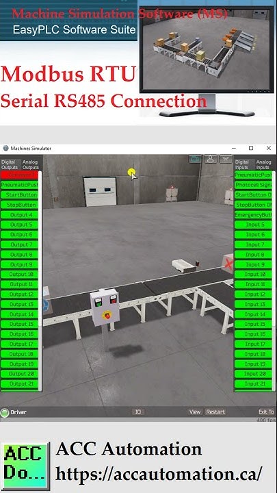 Machine Simulation Software (MS) Modbus RTU Serial RS485 Connection - YouTube