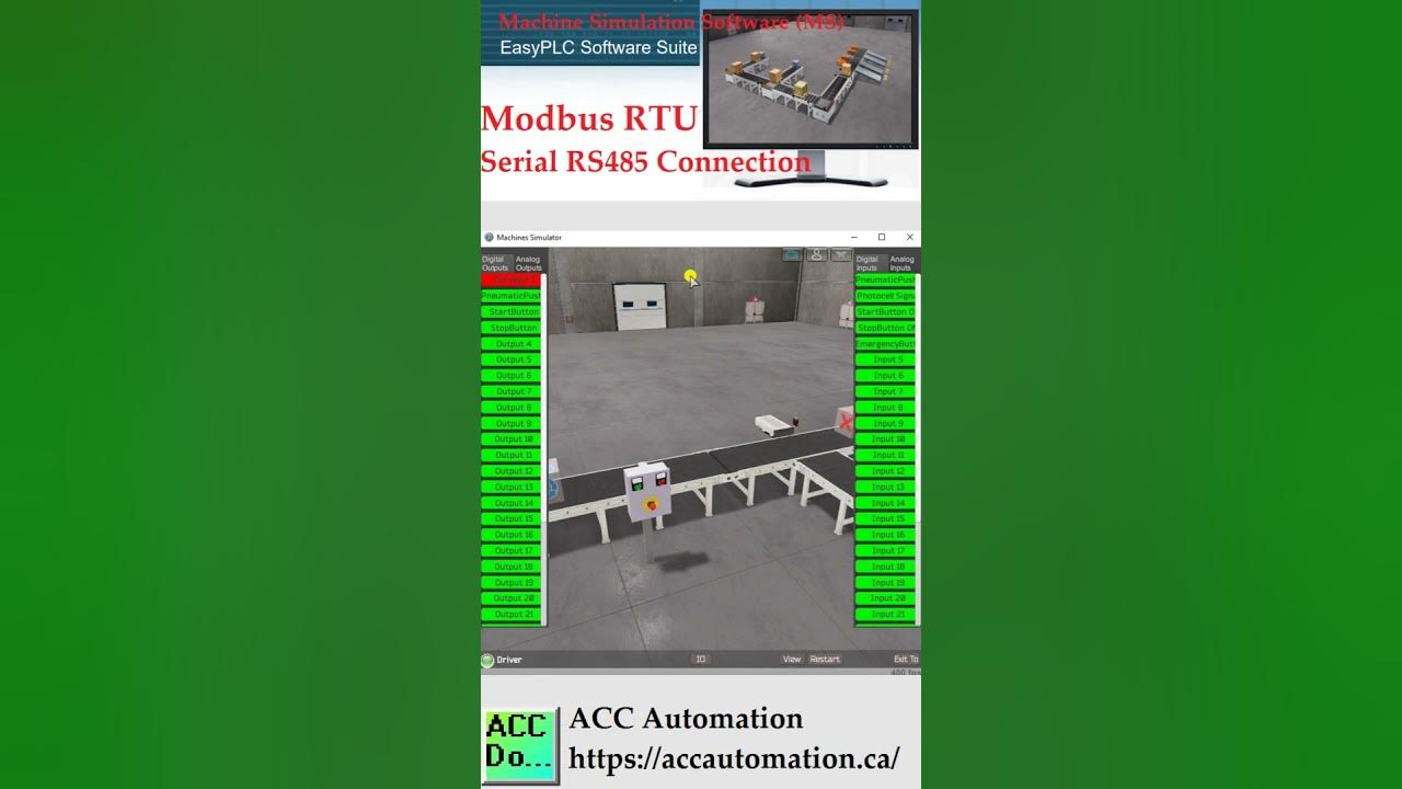 Machine Simulation Software (MS) Modbus RTU Serial RS485 Connection - YouTube